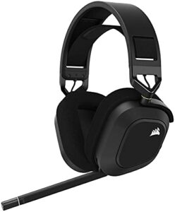 corsair hs80 rgb wireless premium gaming headset with dolby atmos audio (low-latency, omni-directional microphone, 60ft range, up to 20 hours battery life, ps5/ps4 wireless compatibility) black