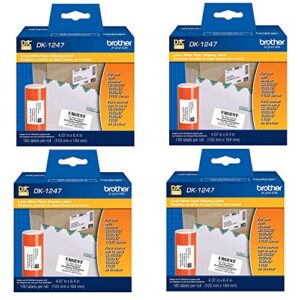 brother genuine dk-1247 die-cut large shipping white paper labels for brother ql label printers – 180 labels per roll 4.07” x 6.4” (103mm x 164 mm) (4)