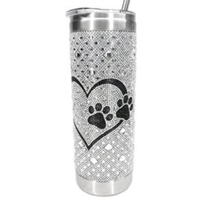 jacqueline kent jkt103.hem diamonds in the ruff tumbler hematite with black paw 20 ounces