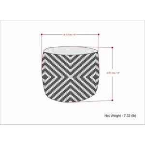 SIMPLIHOME Kent Boho Round Woven Outdoor/ Indoor Pouf in Grey and Yellow Recycled PET Polyester for the Living Room, Family Room, Bedroom and Kids Room