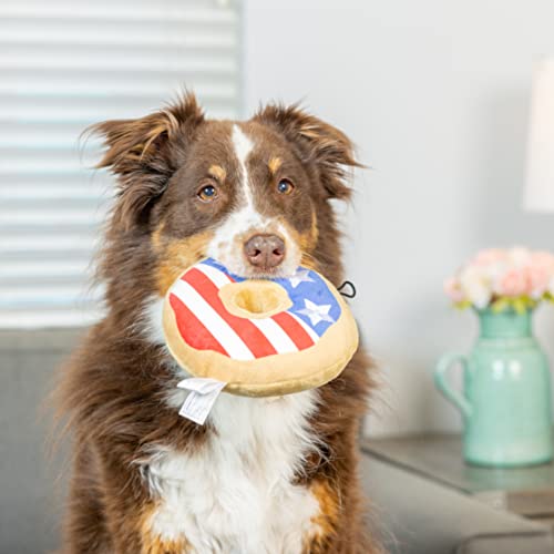 Huxley & Kent H&K for Dogs Power Plush | Stars & Stripes Donut (Small) | 4th of July Funny Dog Toy | Dog Toy with Squeaker | Dog Gift | Fun, Durable, and Safe | Squeaky Dog Toy