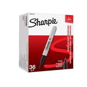 sharpie permanent markers, fine point, black, 36 count