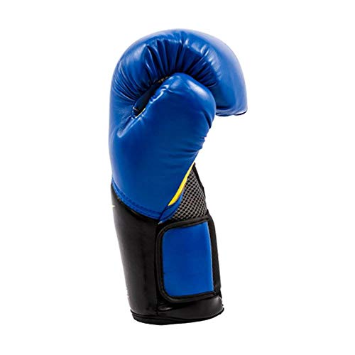 Everlast Blue Elite Pro Style Training Boxing Gloves 12 Ounce and Black 120 Inch Hand Wraps