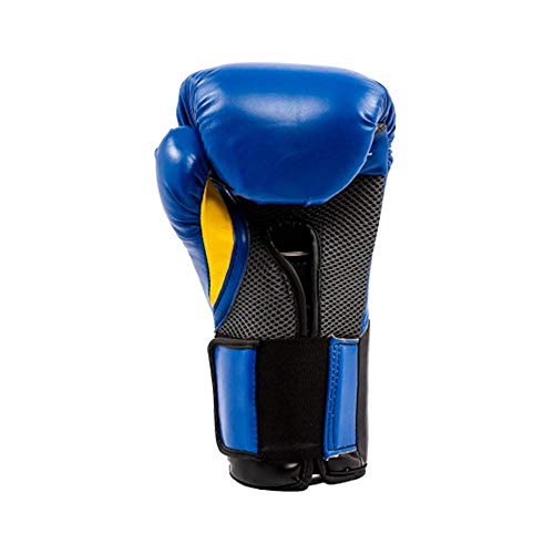 Everlast Blue Elite Pro Style Training Boxing Gloves 12 Ounce and Black 120 Inch Hand Wraps