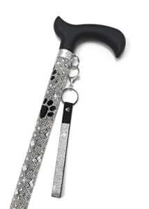 jacqueline kent sugar cane – adjustable cane – diamonds in the ruff – silver