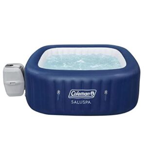 coleman 90454 atlantis saluspa 71″ x 26″ 4-6 person outdoor portable inflatable square hot tub spa with 140 air jets, cover, and 2 cartridges, blue