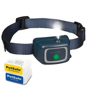 petsafe spray bark dog collar, automatic no bark device for dogs 8 lb. and up – rechargeable and water-resistant – includes citronella and unscented spray refills & usb charging cable, navy