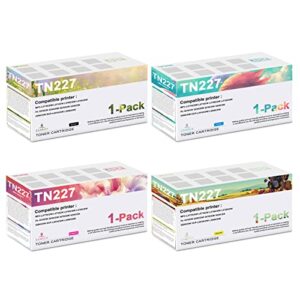 4 pack tn-227 toner compatible tn227 tn227bk tn227c tn227m tn227y toner cartridge replacement for tn227 toner brother hl-3210cw 3230cdw mfc-l3770cdw l3710cw dcp-l3510cdw printer eaxiue 1bk+1c+1m+1y