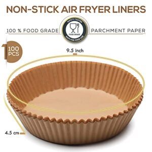 Bloom Continental-Air Fryer parchment paper, 100PCS Non-Stick Disposable Air Fryer Paper Liners, Baking Paper for Air Fryer Oil-Proof, Water-Proof, (100Pcs-7.9inch)