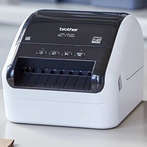 Brother QL-1100C Wide Format Wired Professional Monochrome Postage and Barcode Direct Thermal Label Printer, Black and White - Print via USB - 4" Wide, 300 x 300 dpi, 69 Labels Per Minute, Auto Cutter