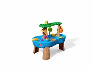 step2 tropical rainforest water table | colorful kids water play table with 13-pc accessory set, blue & green