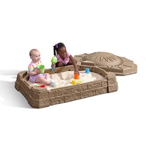 step2 naturally playful sandbox ii with bonus sand tools, tan