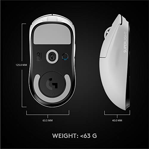 Logitech G PRO X SUPERLIGHT Wireless Gaming Mouse, Ultra-Lightweight, HERO 25K Sensor, 25,600 DPI, 5 Programmable Buttons, Long Battery Life, Compatible with PC / Mac - White