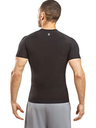 Sweat Shaper Men's Athletic Tee, Short Sleeve Compression T-Shirt, Performance Baselayer Workout Shirt (Black, X-Large)