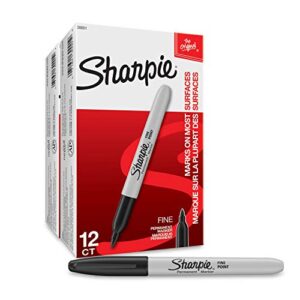 sharpie permanent markers, fine point, black, 24-count