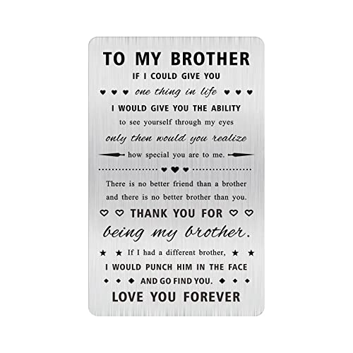 Alotozo Brother Gifts from Sister Funny, No Better Brother Than You Laser Engraved Wallet Inserts, Best Brother Birthday Card, Christmas Small Token for Men Boys Bro