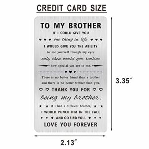 Alotozo Brother Gifts from Sister Funny, No Better Brother Than You Laser Engraved Wallet Inserts, Best Brother Birthday Card, Christmas Small Token for Men Boys Bro