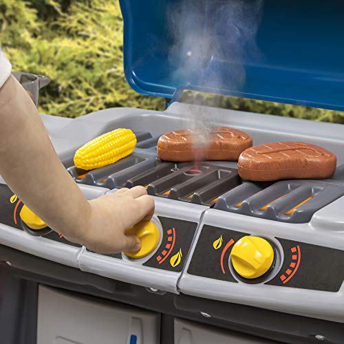 Step2 Sizzle & Smoke BBQ Grill Playset – Includes 15 Toy Grill Accessories, Interactive Features for Realistic Pretend Play – Indoor/Outdoor Kids Grill Playset