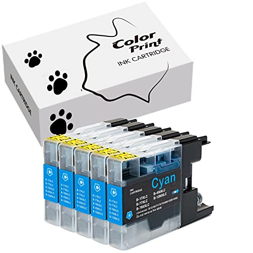 5-Pack ColorPrint Compatible LC79 Cyan Ink Cartridge Replacement for Brother LC79XXL LC-79 XXL Ink Cartridge Work with MFC-J5910DW MFC-J6510DW MFC-J6710DW MFC-J6910DW Printer