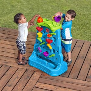 Step2 Waterfall Discovery Wall | Double-Sided Outdoor Water Play Set with 13-Pc Accessory, Multicolor, Basic