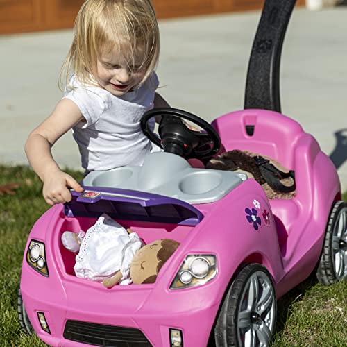 Step2 Whisper Ride II Ride On Push Toy Car, Pink – Ride On Car with Included Seat Belt, Easy Storage and Transport, Makes a Great Stroller Alternative