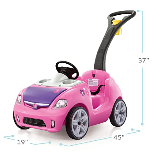 Step2 Whisper Ride II Ride On Push Toy Car, Pink – Ride On Car with Included Seat Belt, Easy Storage and Transport, Makes a Great Stroller Alternative