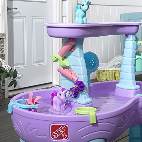 Step2 Rain Showers & Unicorns Water Table – Kids Purple Water Play Table with 13-Pc Unicorn Accessory Set