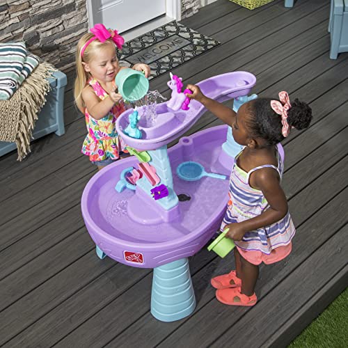 Step2 Rain Showers & Unicorns Water Table – Kids Purple Water Play Table with 13-Pc Unicorn Accessory Set