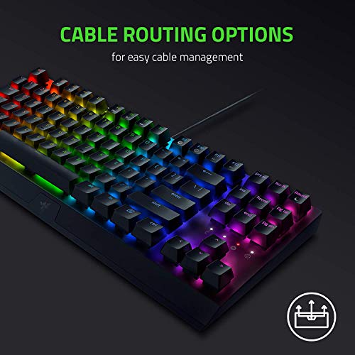 Razer BlackWidow V3 Tenkeyless Mechanical Gaming Keyboard: Razer Mechanical Switches - Chroma RGB Lighting - Compact Form Factor - Programmable Macro Functionality - USB Passthrough (Renewed)