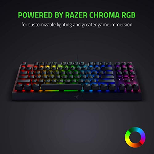 Razer BlackWidow V3 Tenkeyless Mechanical Gaming Keyboard: Razer Mechanical Switches - Chroma RGB Lighting - Compact Form Factor - Programmable Macro Functionality - USB Passthrough (Renewed)