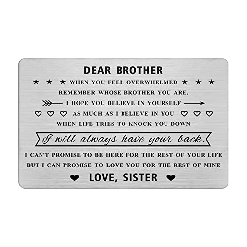 Jzxwan Brother Gifts from Sister, To My Brother Birthday Wedding Card from Sister, Personalized Christmas Father's day Gift for Brother