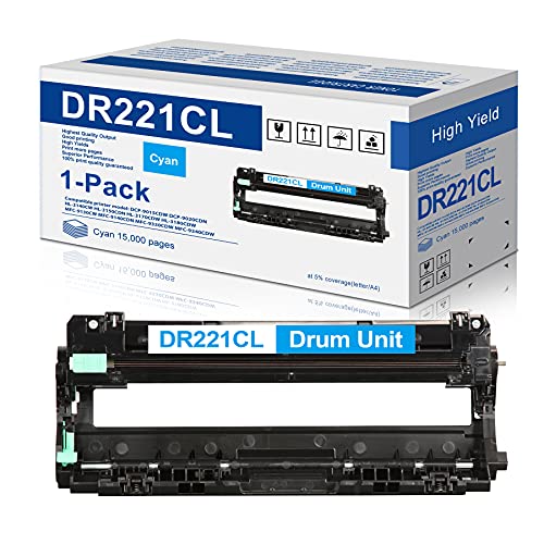 Compatible 1-Cyan DR221CL DR 221CL Drum Unit Replacement for Brother DR-221CL DR221 HL-3140CW HL-3170CDW HL-3180CDW MFC-9130CW MFC-9330CDW MFC-9340CDW Printer