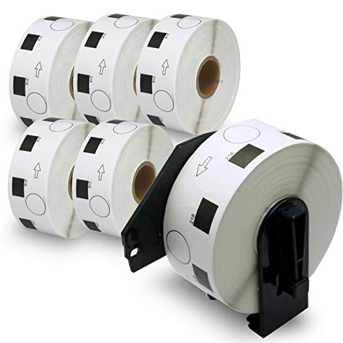 BETCKEY - Compatible Round Labels Replacement for Brother DK-1218 (0.94" Dia), Use with Brother QL Label Printers [6 Rolls + 1 Reusable Cartridge]