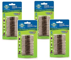 (4 pack) petsafe busy buddy refill ring dog treats for select busy buddy dog toys, natural rawhide, size b