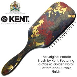 Kent LPB1 Large Paddle Cushioned Hair Brush - Grooming, Detangling, & Smoothing Floral Print - Best Everyday Brush For Medium to Long Hair