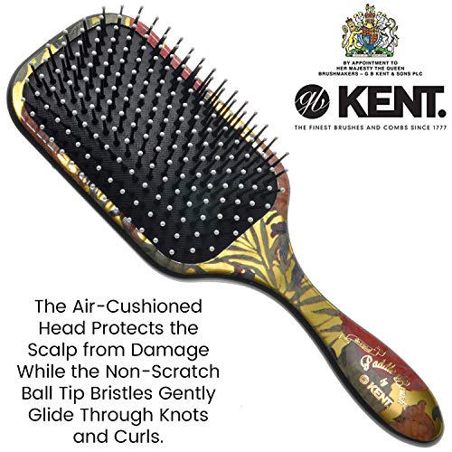 Kent LPB1 Large Paddle Cushioned Hair Brush - Grooming, Detangling, & Smoothing Floral Print - Best Everyday Brush For Medium to Long Hair