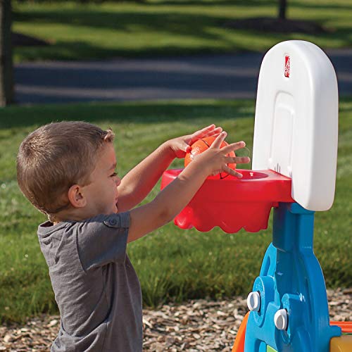 Step2 – Game Time Sports Climber & Slide (30.5” x 62” x 42.5”) – Multicolored Kids Activity Outdoor Playset – for Children Aged 2-6 – Sturdy Plastic Backyard Slide & Easy Score Basketball Hoop Set