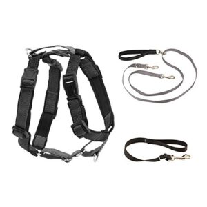 petsafe 3 in 1 dog harness with two point control leash – front d-ring helps stop pulling – double-ended dog leash redirects pulling – self-adjusting padded handle – swivel hardware prevents tangles