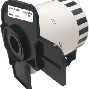 Compatible Brother DK 2251 Thermal Label for Brother Printer QL-820NWB QL 810W QL800-2.4" x 50' Black/Red on White Continuous Feed Labels 1 Roll + 1 Refillable Cartridge