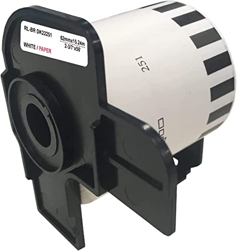 Compatible Brother DK 2251 Thermal Label for Brother Printer QL-820NWB QL 810W QL800-2.4" x 50' Black/Red on White Continuous Feed Labels 1 Roll + 1 Refillable Cartridge