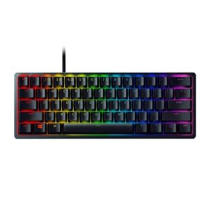 razer huntsman mini 60% gaming keyboard: fast keyboard switches – clicky optical switches – chroma rgb lighting – pbt keycaps – onboard memory – classic black (renewed)