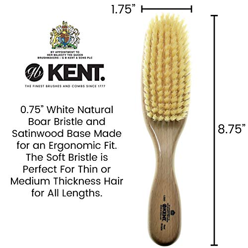 Kent LS9D Ladies Finest Hair Brush for Women - Boar Bristle Hair Brush Made of Satinwood and Soft Boar Bristle for Thin Hair - Luxury Royal Styling Brush, Straightening Brush, and Smoothing Brush