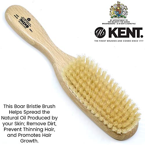 Kent LS9D Ladies Finest Hair Brush for Women - Boar Bristle Hair Brush Made of Satinwood and Soft Boar Bristle for Thin Hair - Luxury Royal Styling Brush, Straightening Brush, and Smoothing Brush