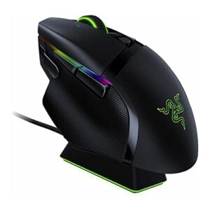 razer basilisk ultimate hyperspeed wireless gaming mouse w/charging dock 20k dpi optical sensor – chroma rgb – 11 programmable buttons – 100 hr battery – classic black (renewed)