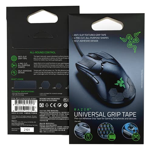 Razer Universal Grip Tape for Gaming Peripherals and Devices: Anti-Slip Grip Tape - 4 Pre-Cut, All Purpose Shapes - Self-Adhesive Design