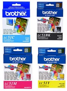 brother lc51 ink cartridge set black, cyan, magenta, yellow for dcp-130c in retail packing