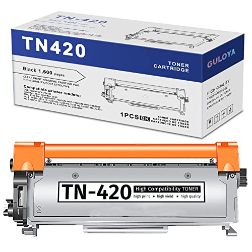 TN420 TN-420 Toner Cartridge - GULOYA :Compatible Replacement for Brother TN-420 TN420 Toner Cartridge for DCP-7060D Intellifax 2940 MFC-7240 MFC-7360N HL-2130 HL-2132 (1Black, TN4201PK)