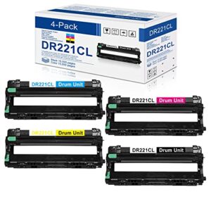 alumuink remanufactured dr221cl drum unit set replacement for brother dcp-9015cdw dcp-9020cdn hl-3150cdn hl-3170cdw printer drum (1black,1cyan,1magenta,1yellow,4 pack)