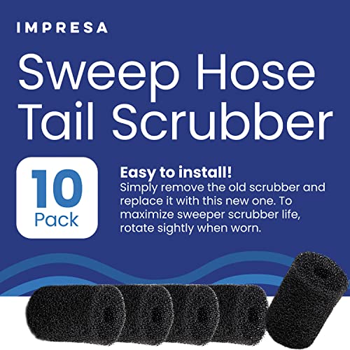 [10 Pack] Impresa Tail Scrubber for Polaris Vac- Sweep Pool Cleaner Hose Tail - Fits 180, 280, 360, 380, 480, 3900 Sport - Tailsweep Foam