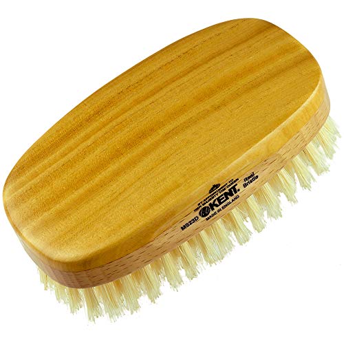 Kent MS23D Finest Men's Military Style Hair Brush - Satin and Beechwood Travel Size Base, Soft Pure White Natural Boar Bristle Ideal for Fine or Thinning Hair and Sensitive Scalps